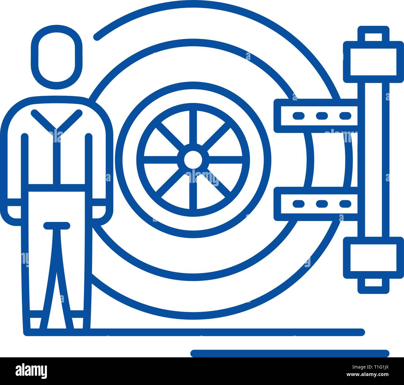 Bank safe line icon concept. Bank safe flat vector symbol, sign ...