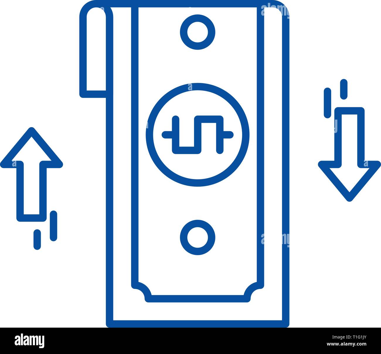 Bank transfer line icon concept. Bank transfer flat vector symbol, sign ...