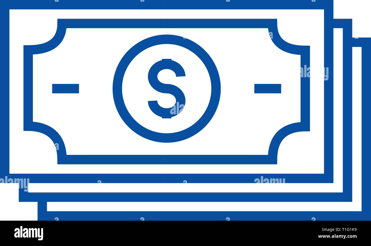 Banknotes,dollars line icon concept. Banknotes,dollars flat vector ...