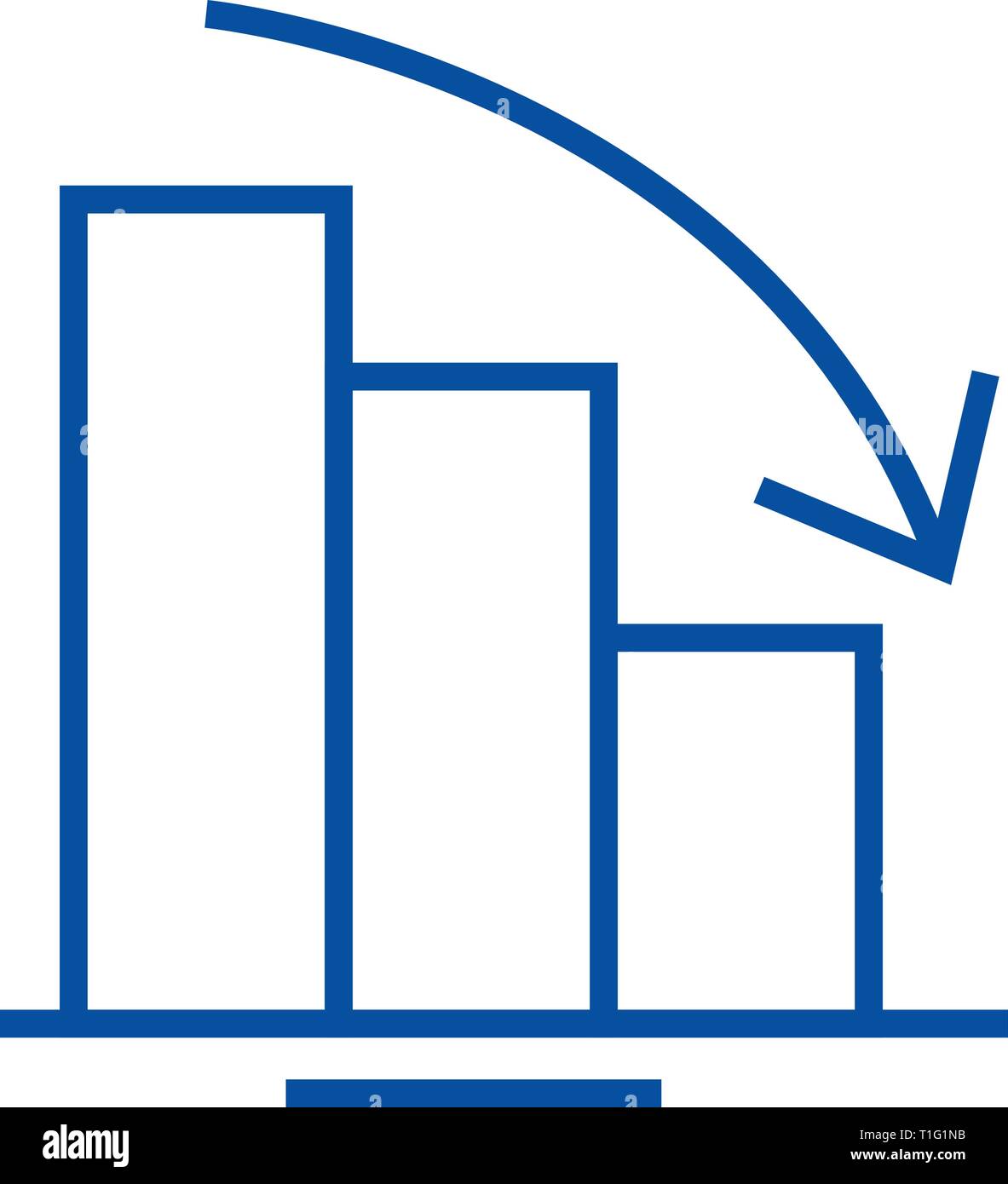 Bars descending graph line icon concept. Bars descending graph flat ...