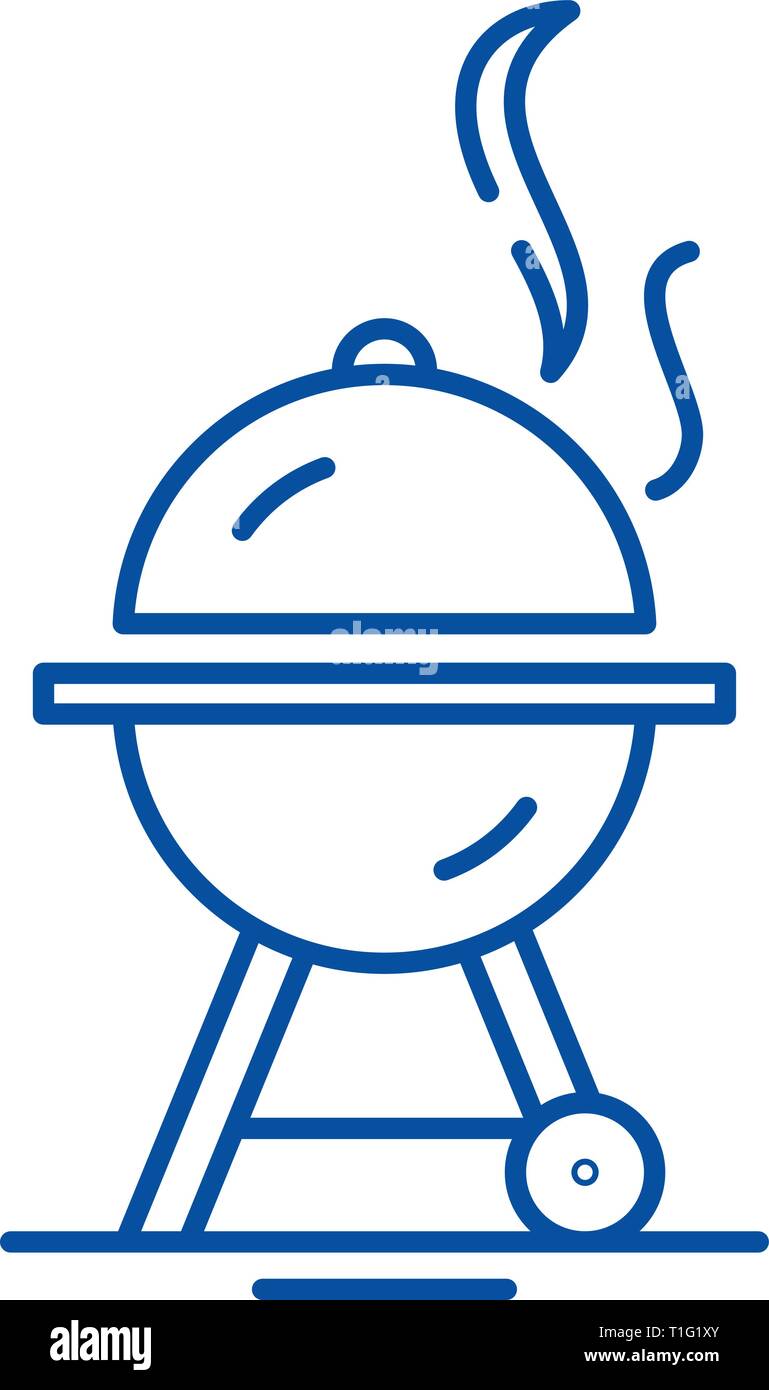 Bbq line icon concept. Bbq flat vector symbol, sign, outline ...