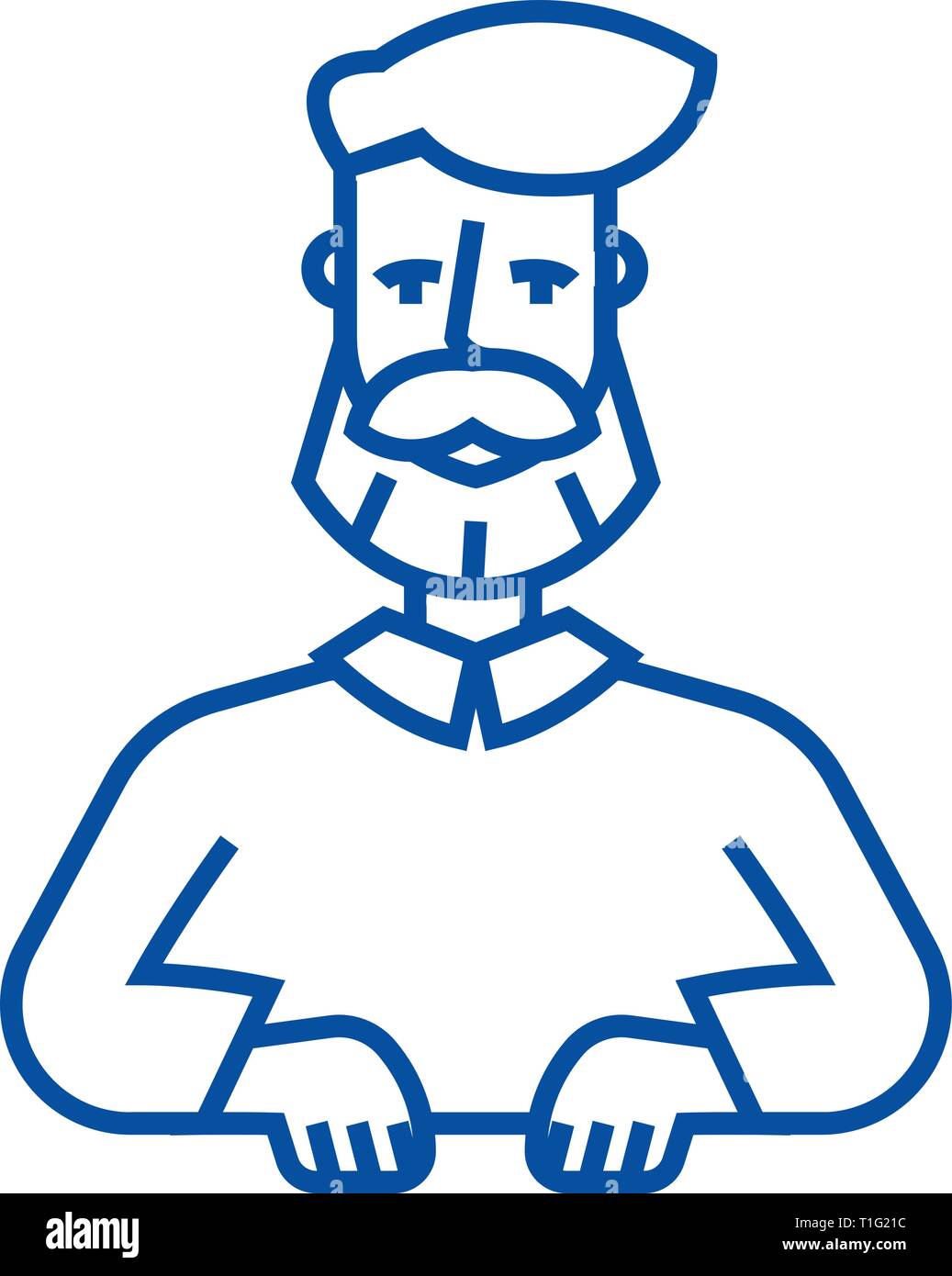 Beard man line icon concept. Beard man flat vector symbol, sign ...