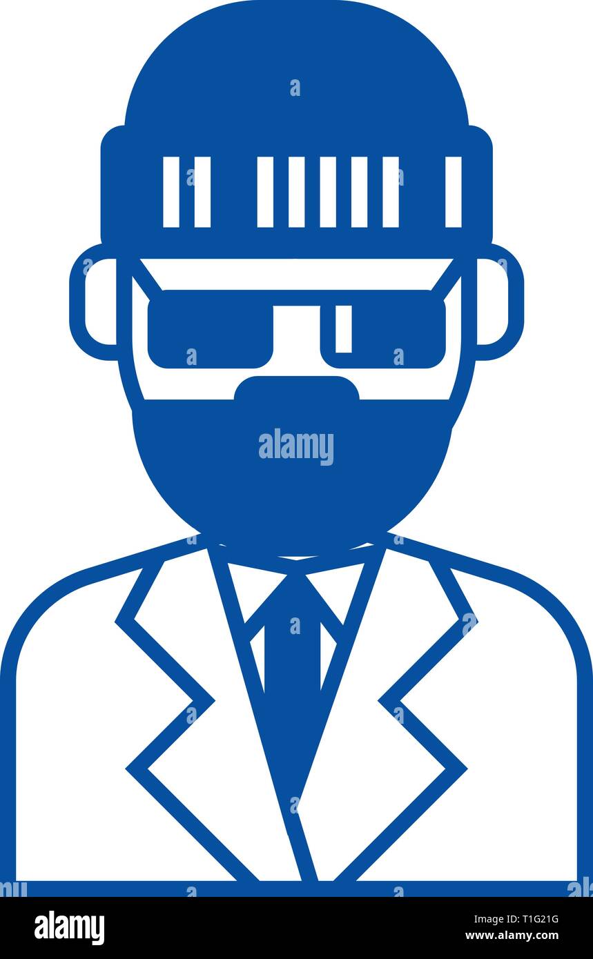 Beard man in suite line icon concept. Beard man in suite flat vector ...