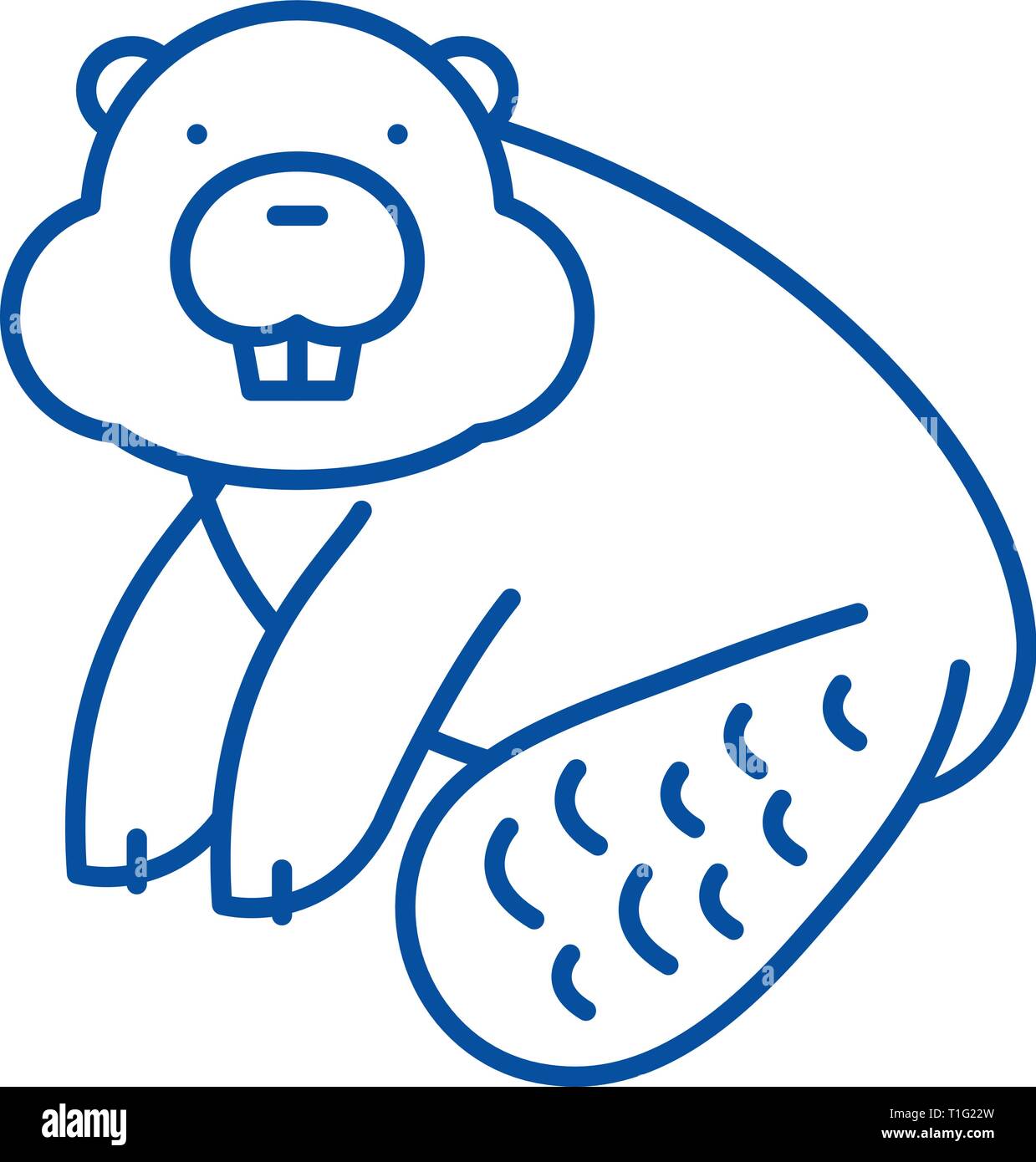 Beaver line icon concept. Beaver flat vector symbol, sign, outline ...