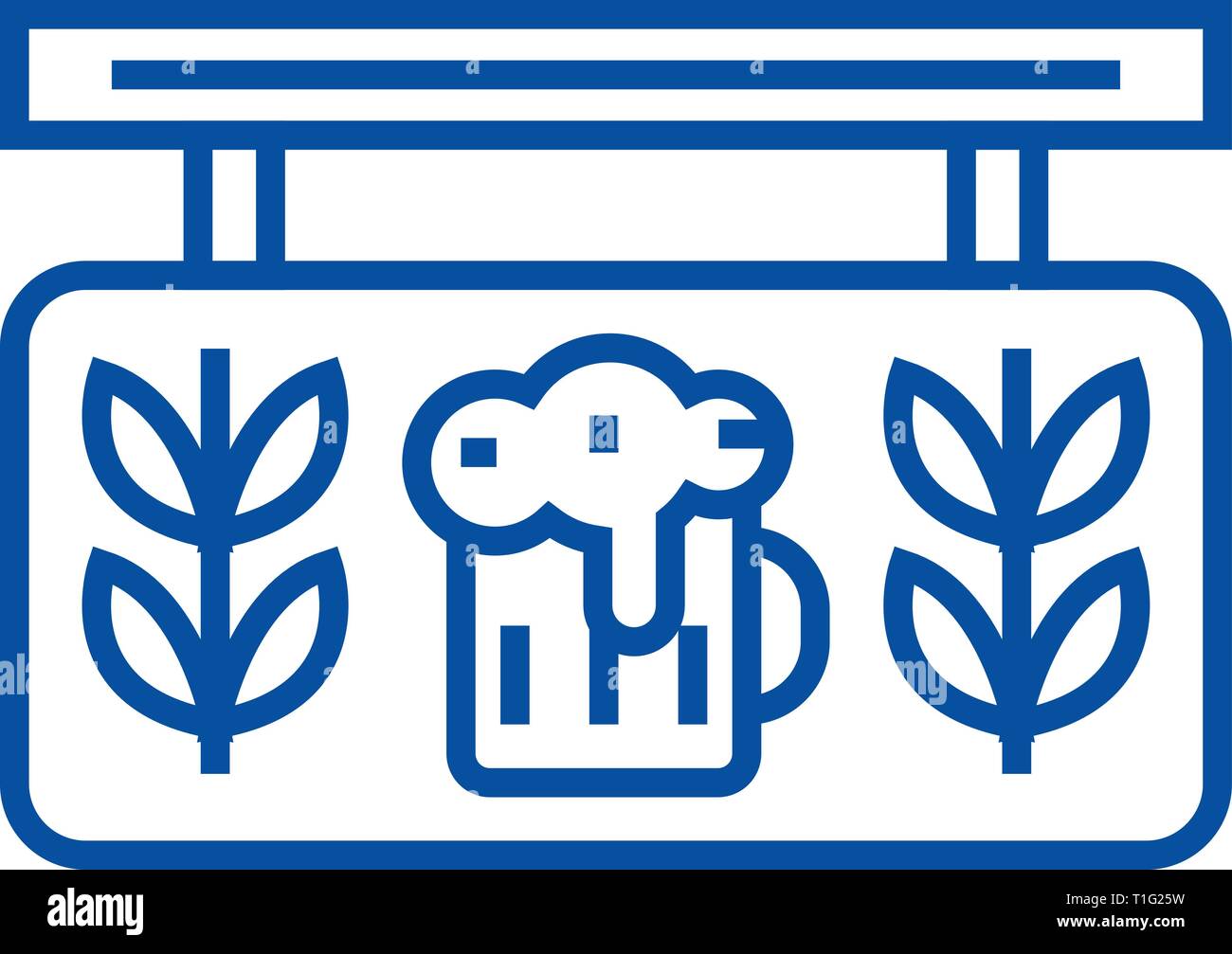 Beer label line icon concept. Beer label flat vector symbol, sign ...