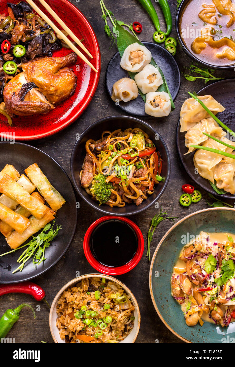 Assorted Chinese food set Stock Photo - Alamy