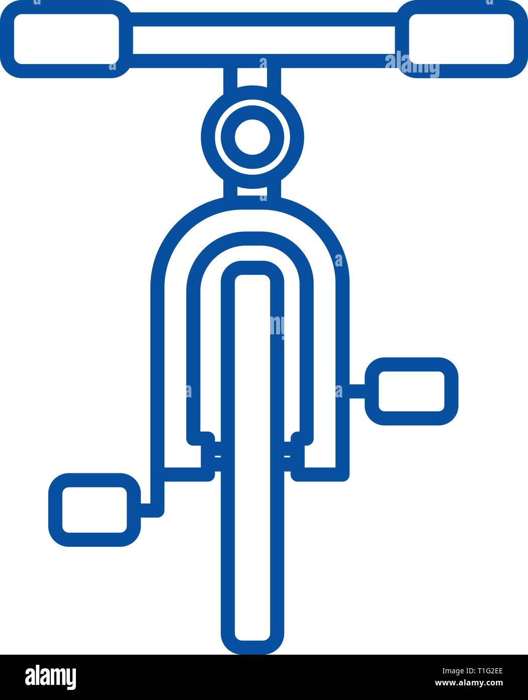 Bike, front view line icon concept. Bike, front view flat vector symbol ...
