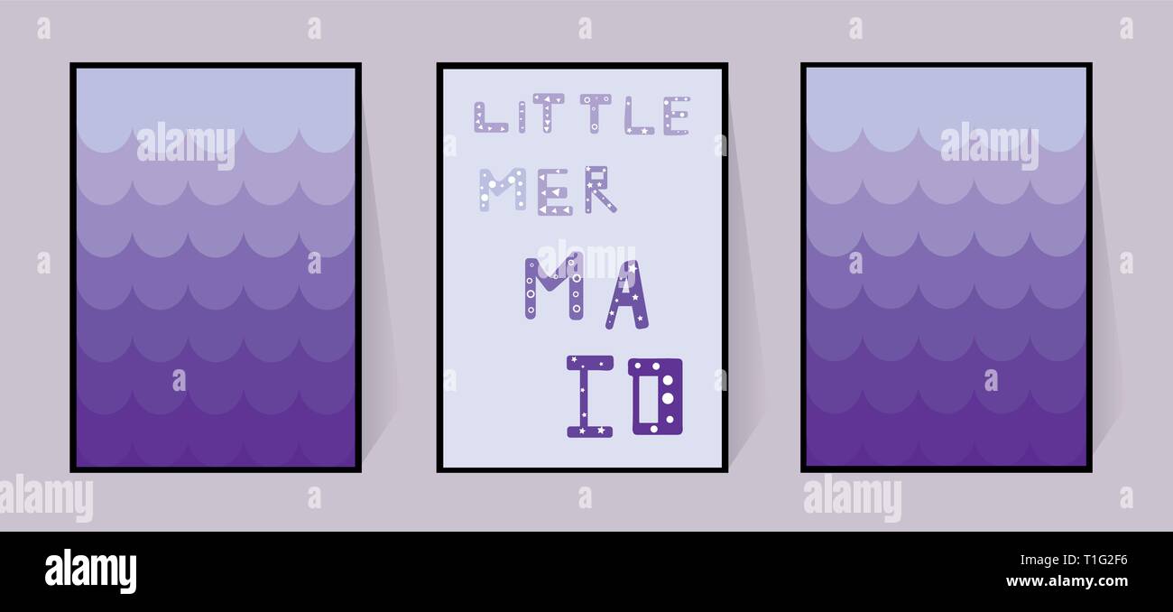 Poster little mermaid. Violet gradient tail background and inscription ...