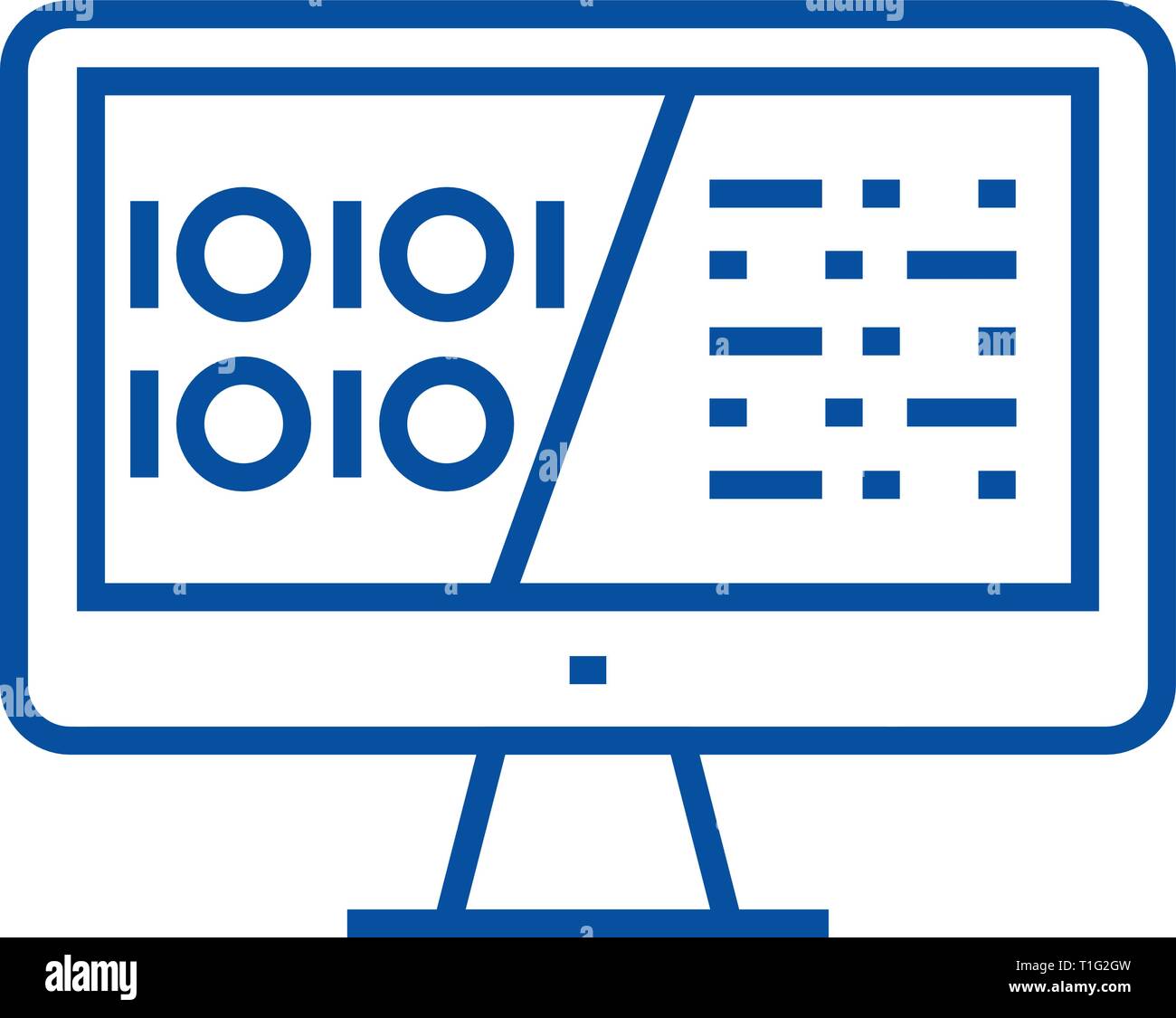 Binary Code Data Encryption Line Icon Concept Binary Code Data Encryption Flat Vector Symbol