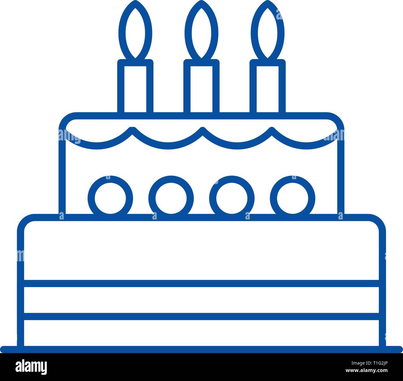 Birthday cake line icon concept. Birthday cake flat vector symbol, sign ...