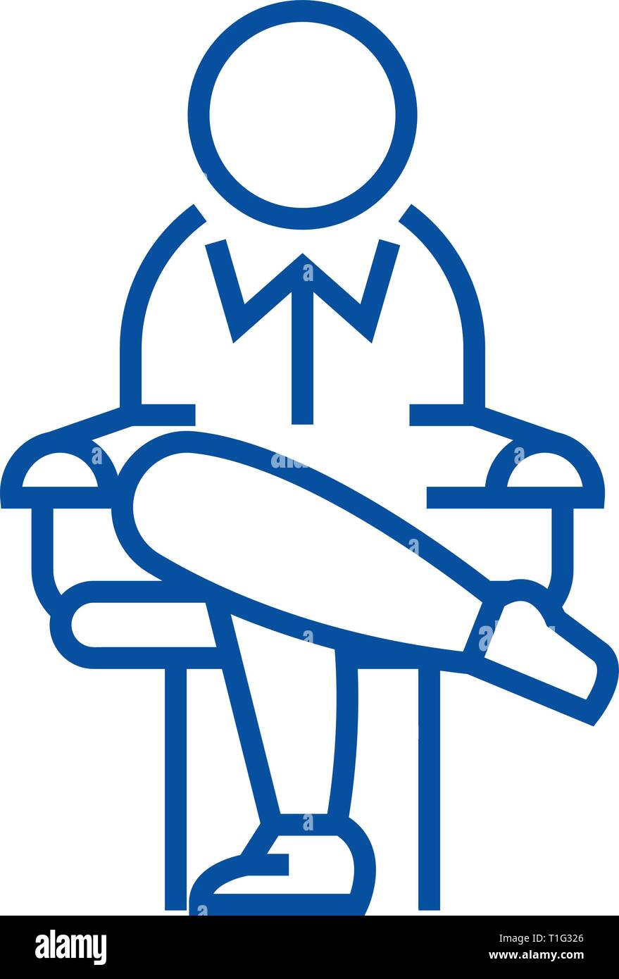 Boss sitting on chair line icon concept. Boss sitting on chair flat ...
