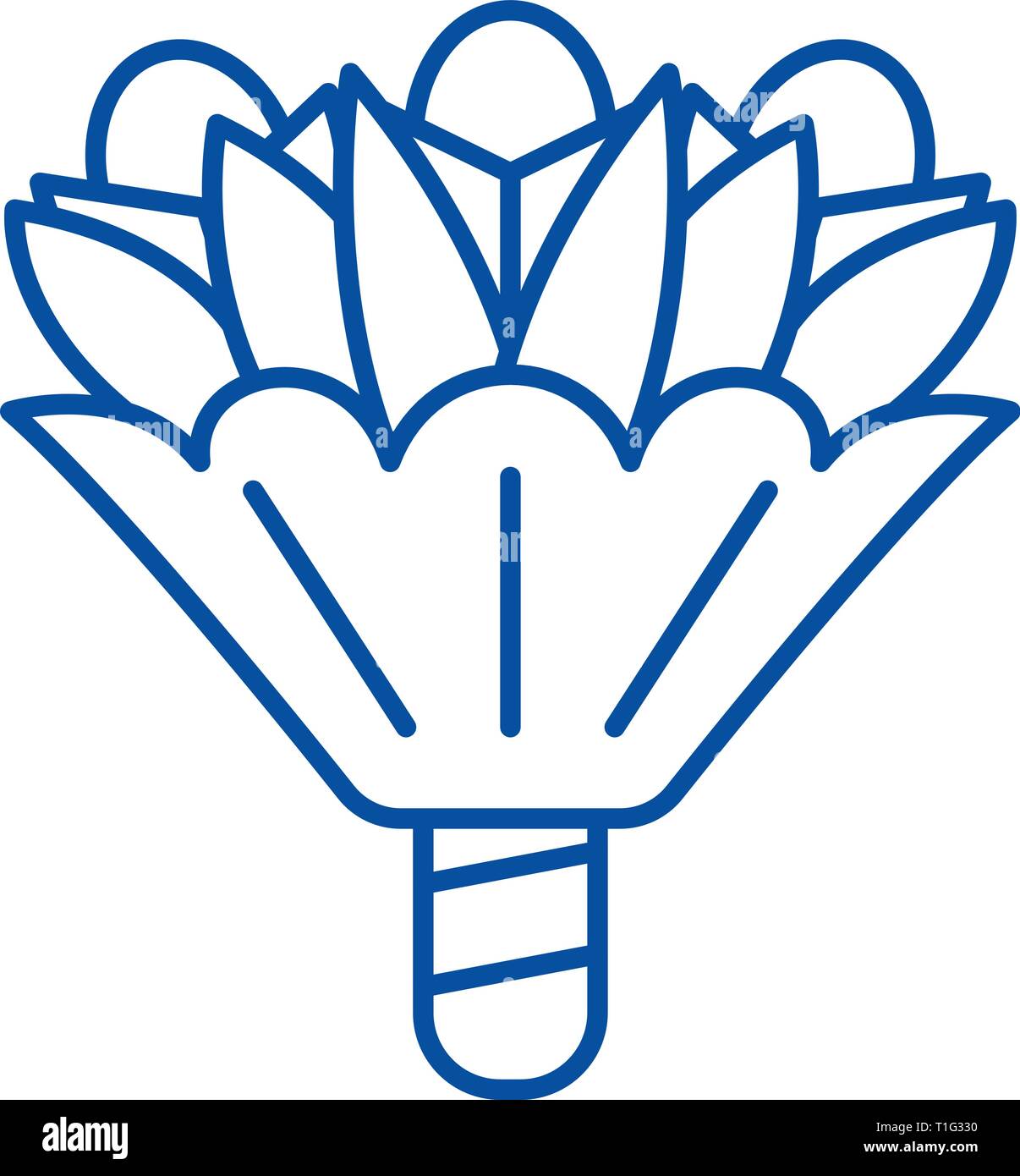 Bouquet of flowers line icon concept. Bouquet of flowers flat vector ...