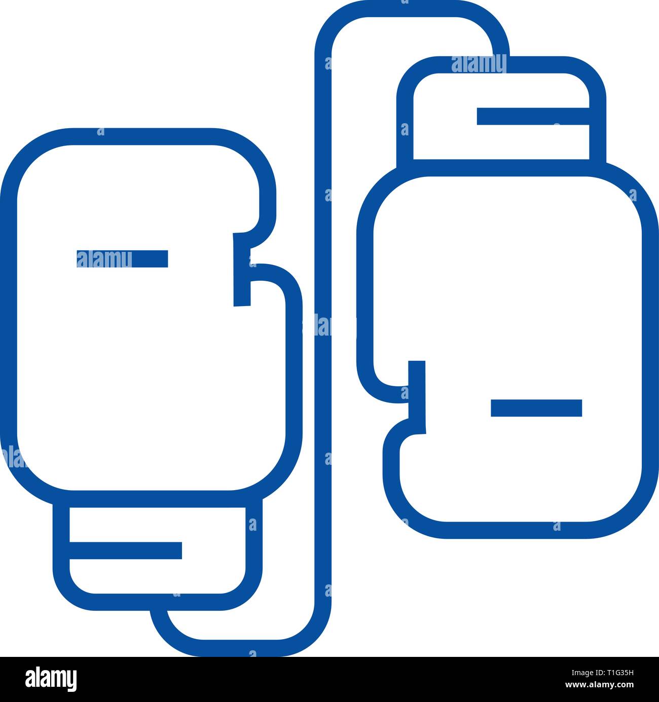 Boxing, boxing gloves line icon concept. Boxing, boxing gloves flat ...