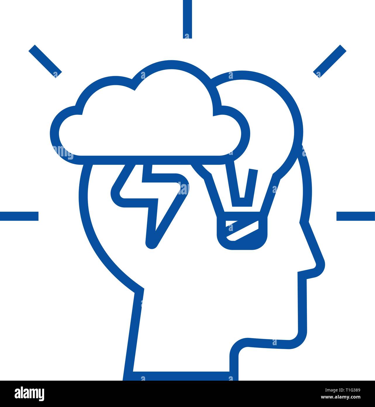 Brainstorm head line icon concept. Brainstorm head flat vector symbol ... Brainstorm head line icon concept. Brainstorm head flat vector symbol ...
