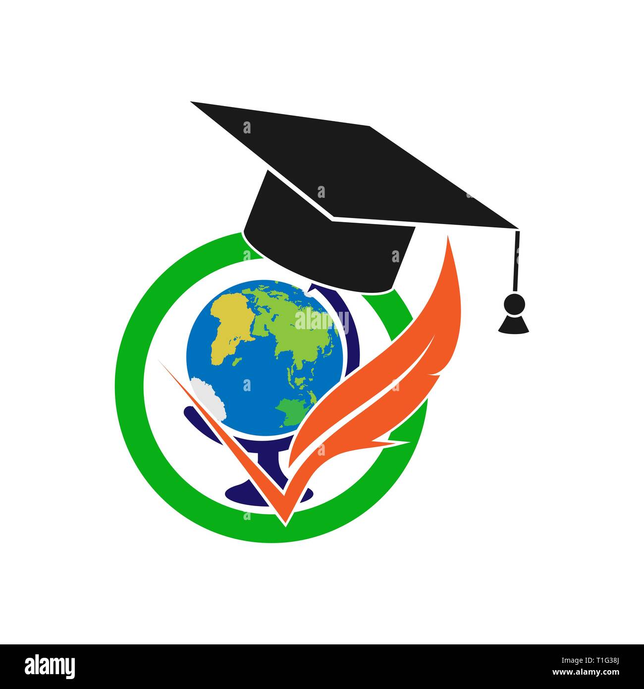 Logo with graduate cap and globe, simple design Stock Vector Image ...