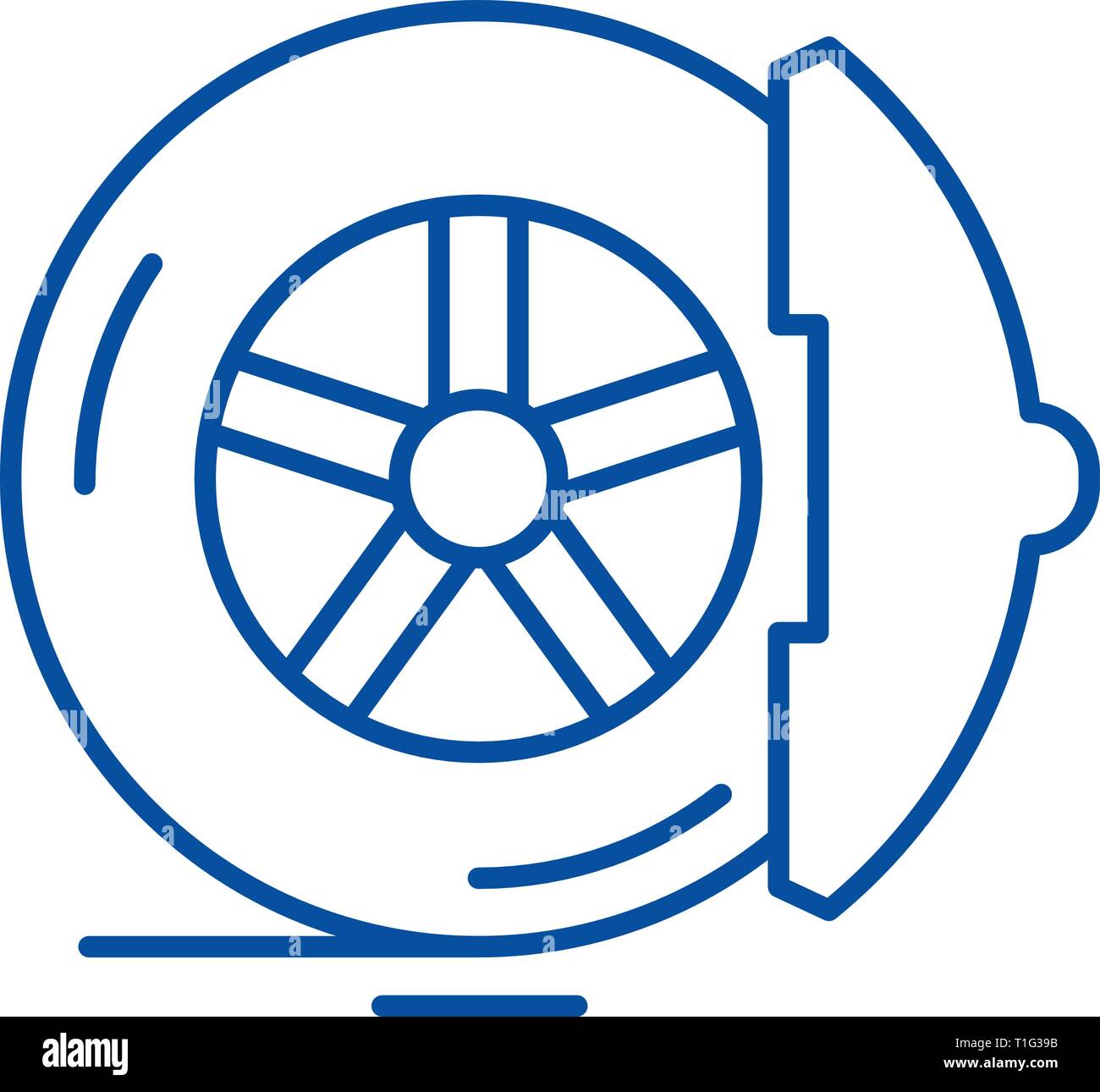 Brake pads line icon concept. Brake pads flat vector symbol, sign ...