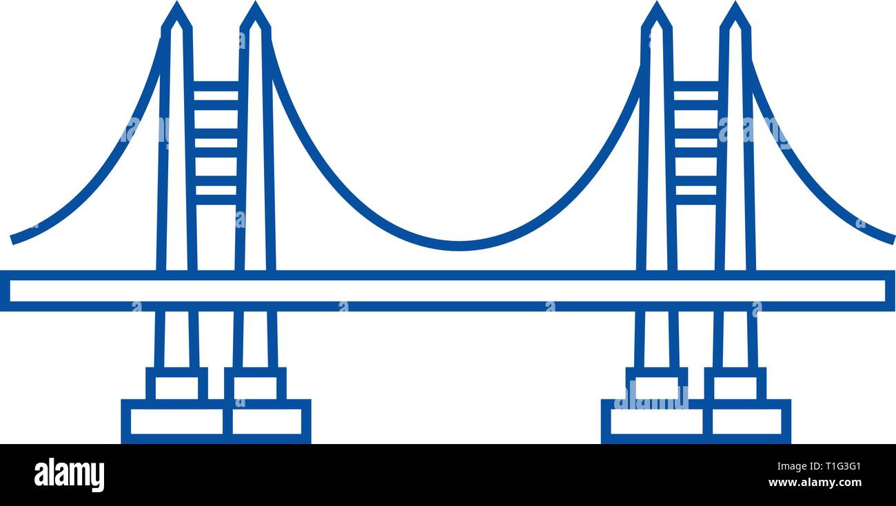Bridge line icon concept. Bridge flat vector symbol, sign, outline ...