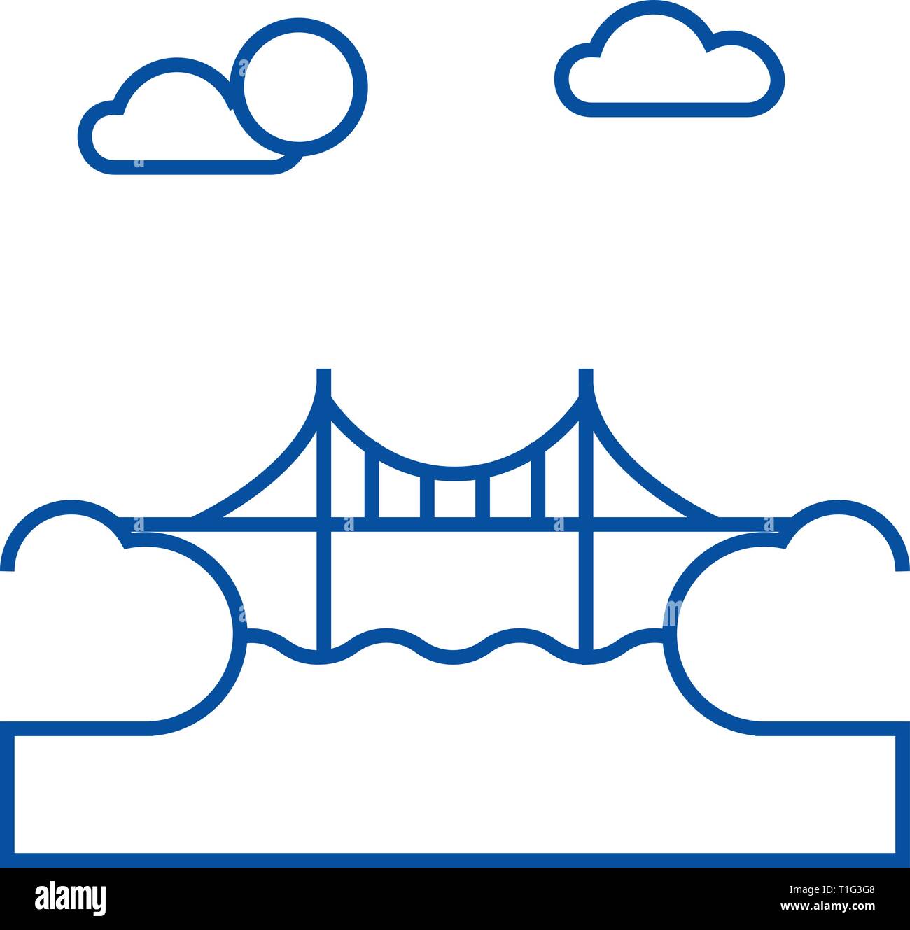 Bridge illustration line icon concept. Bridge illustration flat vector ...
