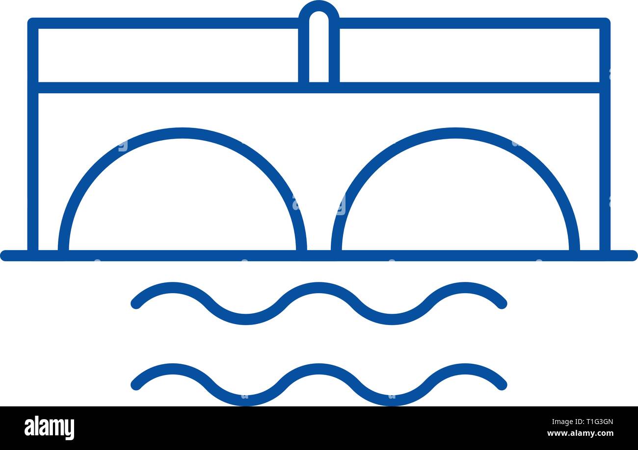 Bridge over river line icon concept. Bridge over river flat vector ...