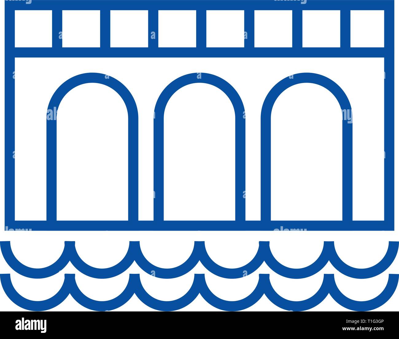 Bridge sign line icon concept. Bridge sign flat vector symbol, sign ...
