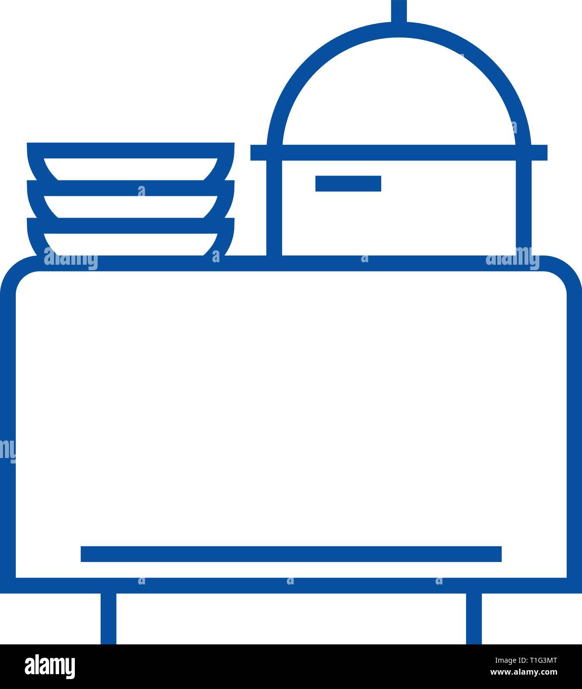 Buffet in restaurant line icon concept. Buffet in restaurant flat ...