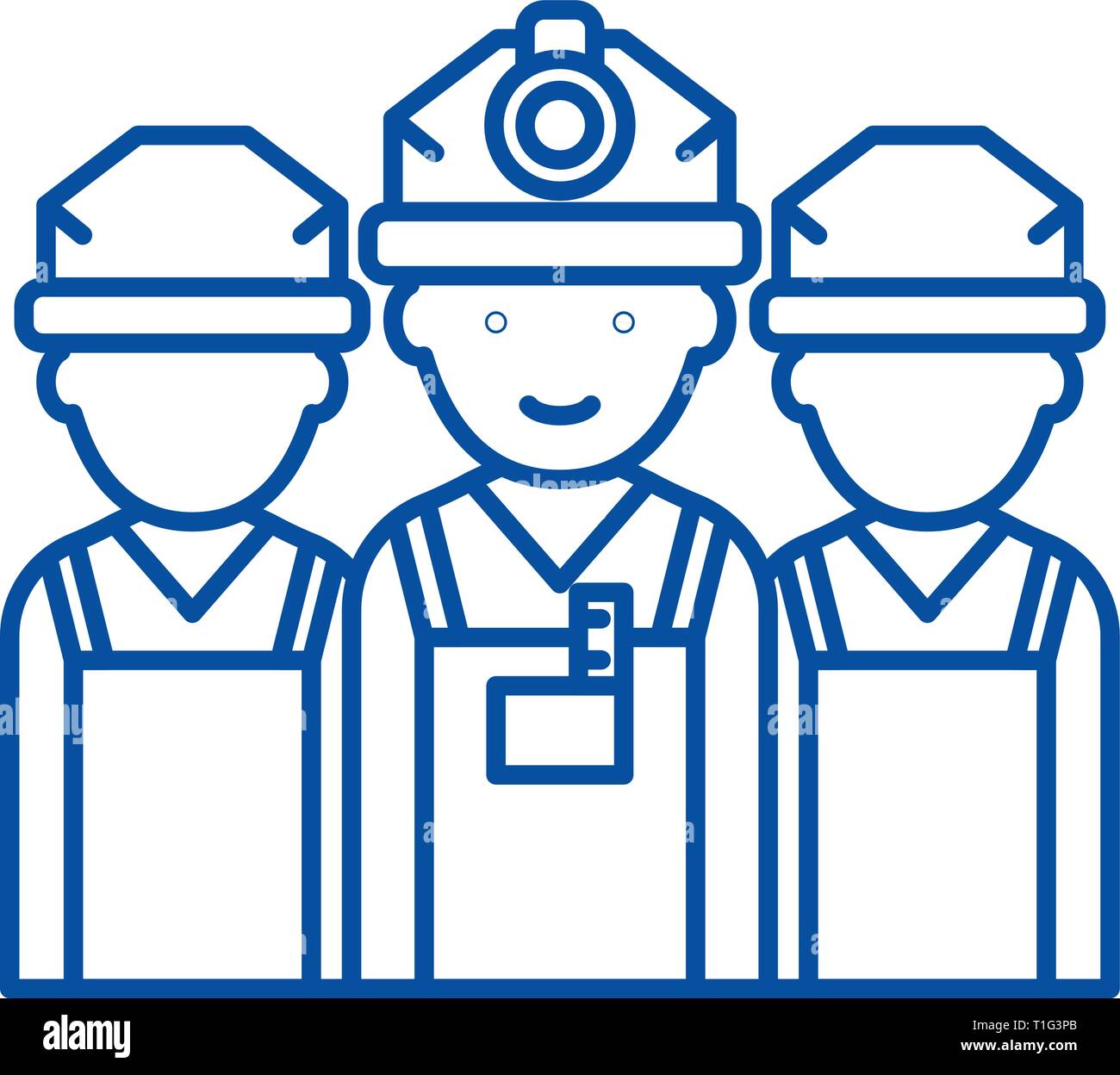 Builders line icon concept. Builders flat vector symbol, sign, outline ...