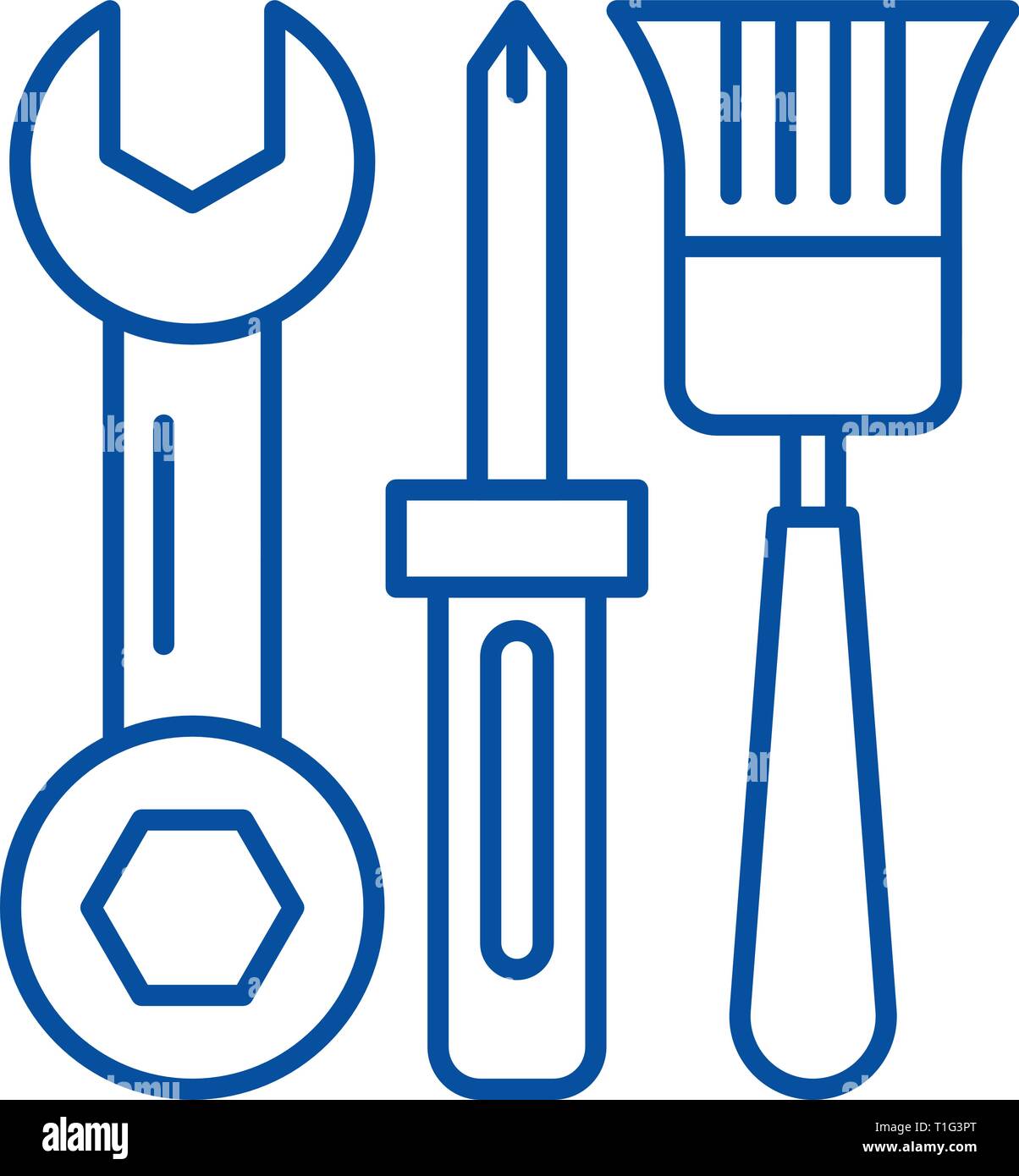 Building tools line icon concept. Building tools flat vector symbol ...