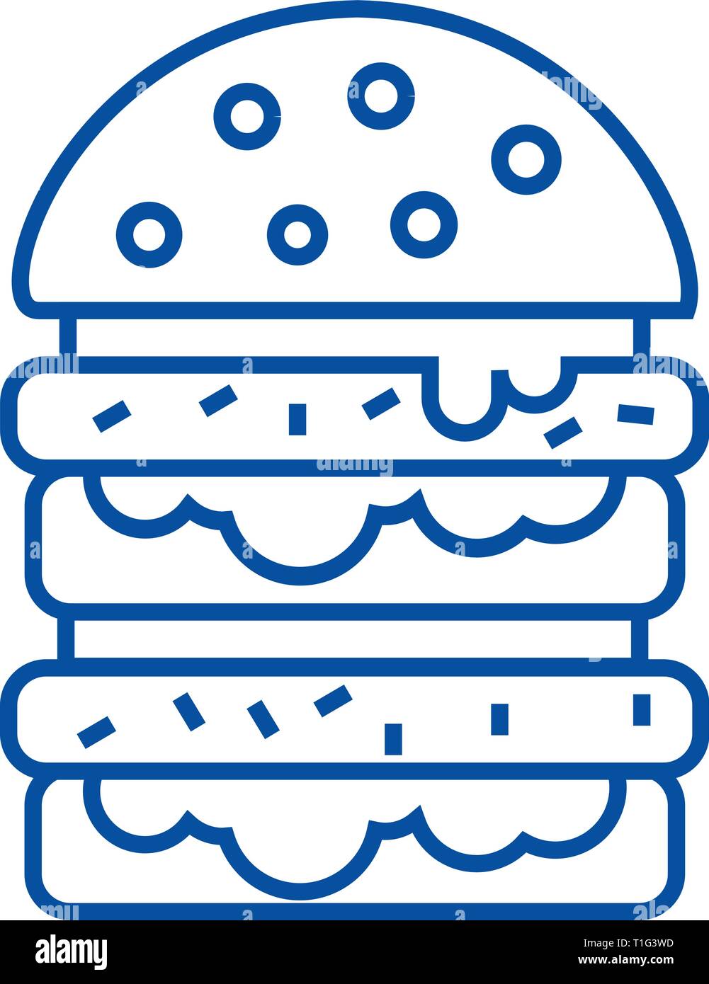 Burger,hamburger line icon concept. Burger,hamburger flat vector symbol ...