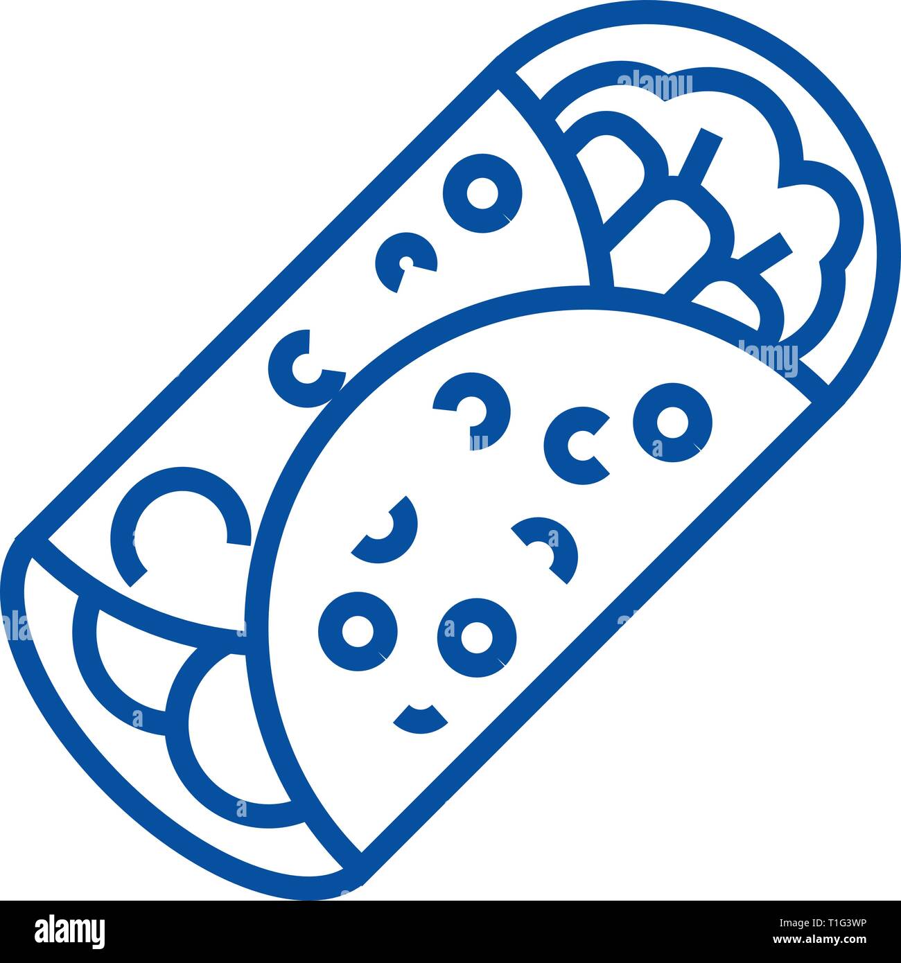 Burrito line icon concept. Burrito flat vector symbol, sign, outline ...