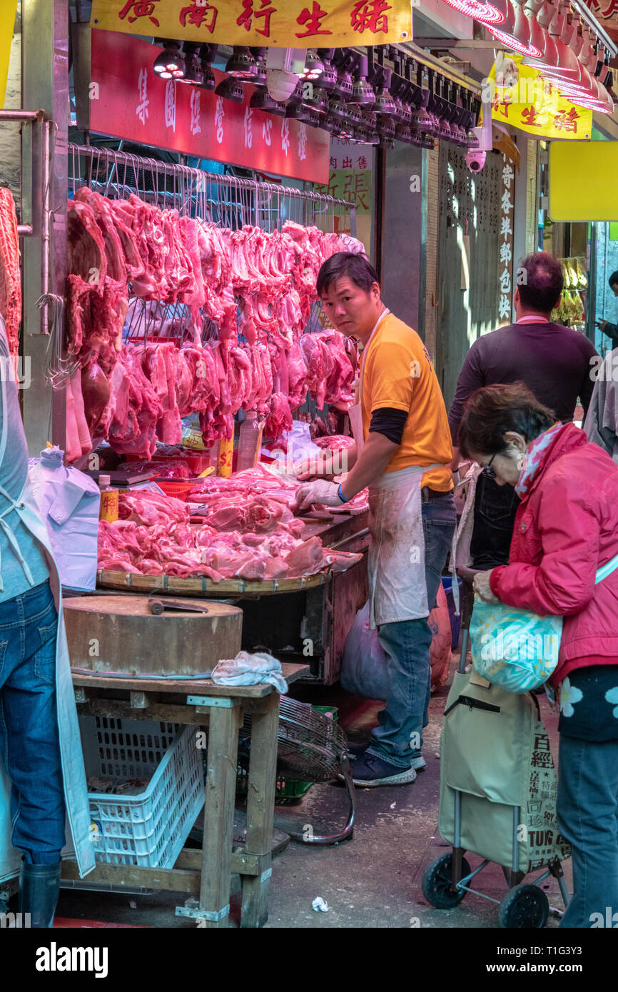 Meat Stalls, Mong Kok, Hong Kong Stock Photo - Alamy