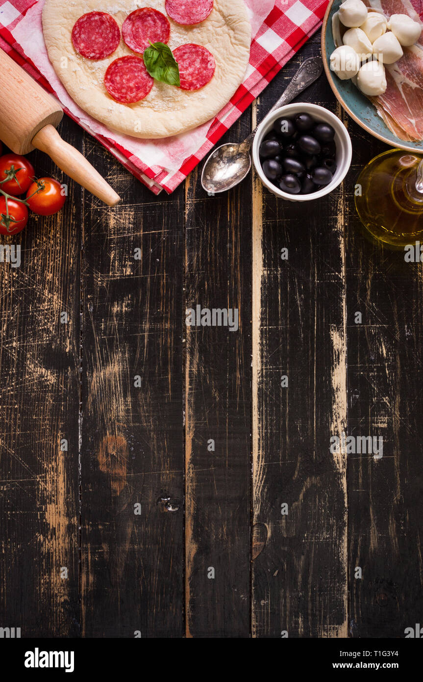 Pizza making background Stock Photo - Alamy