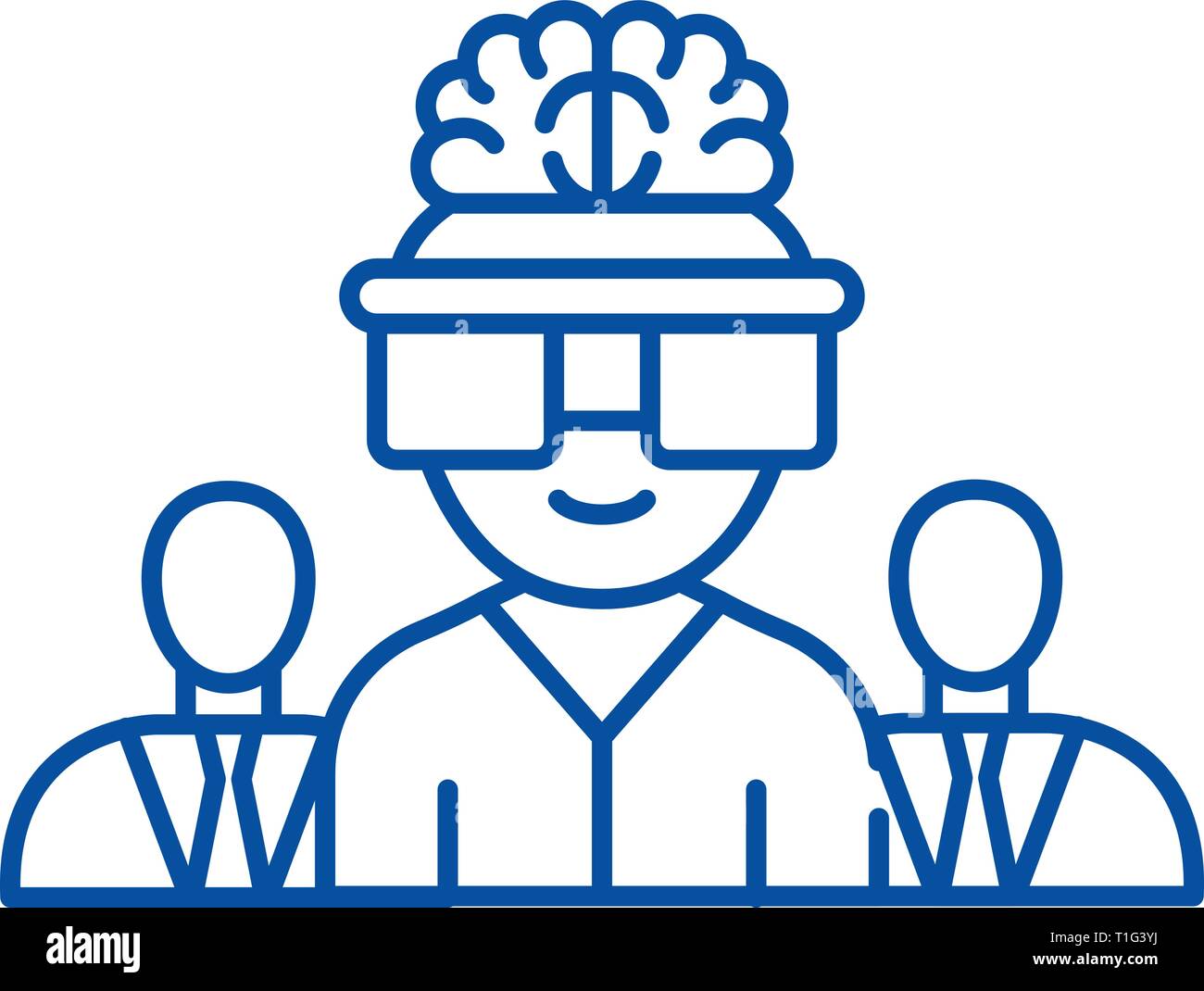 Business brainstorming line icon concept. Business brainstorming flat ...