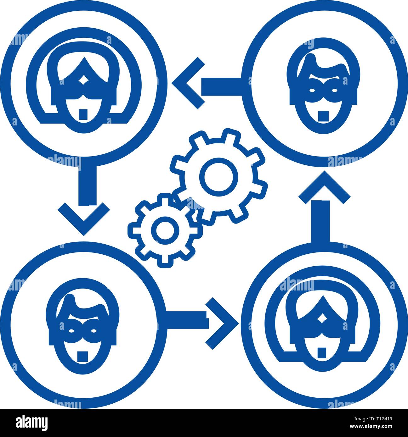 Business collaboration line icon concept. Business collaboration flat ...