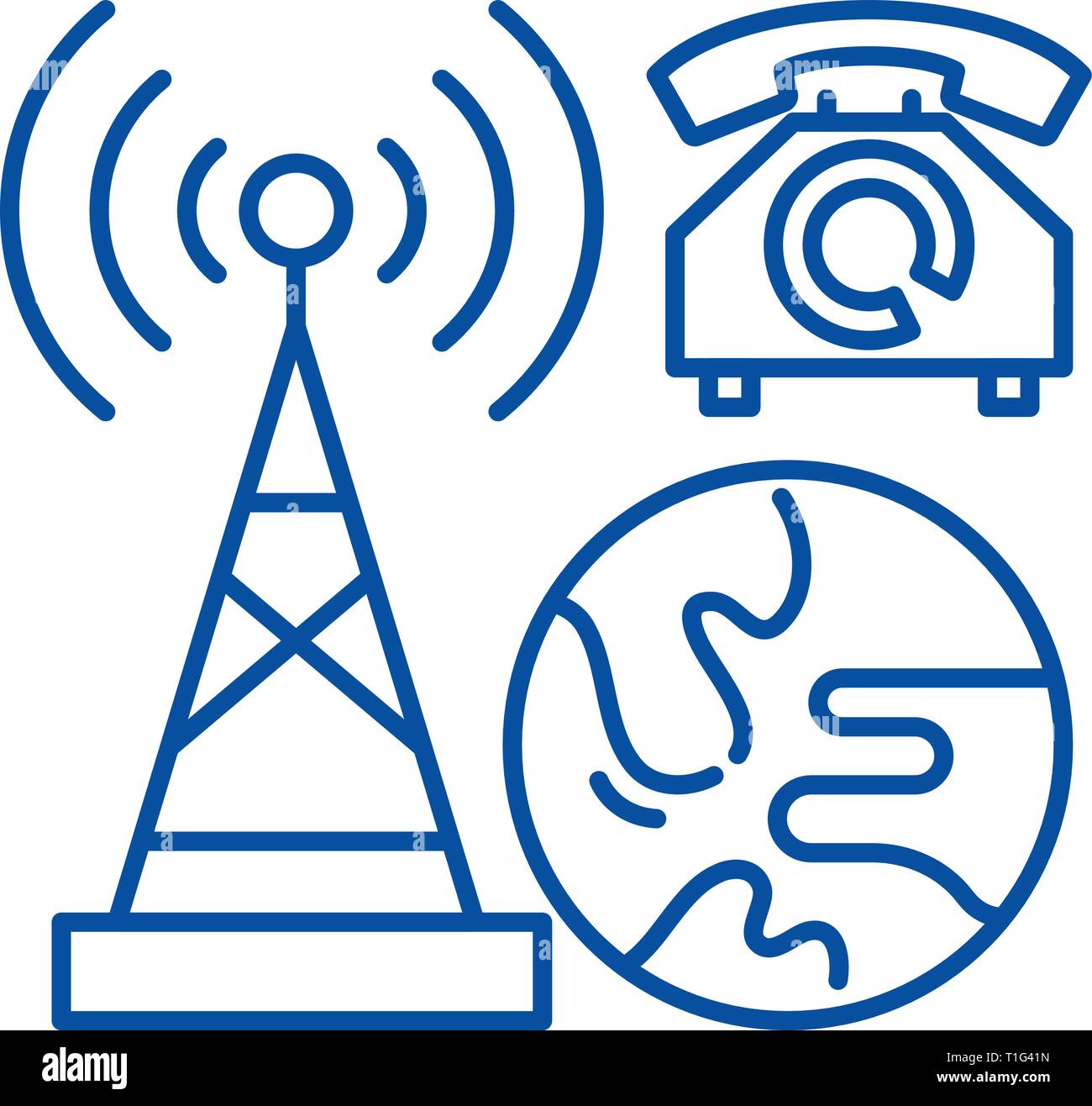Business communication line icon concept. Business communication flat ...