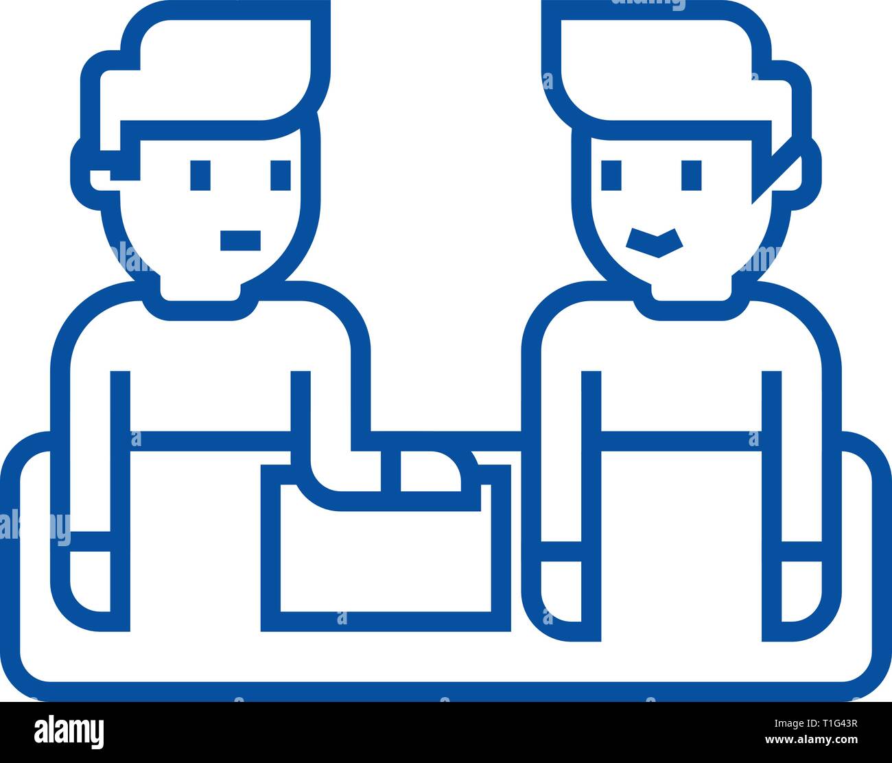 Business conversation line icon concept. Business conversation flat ...