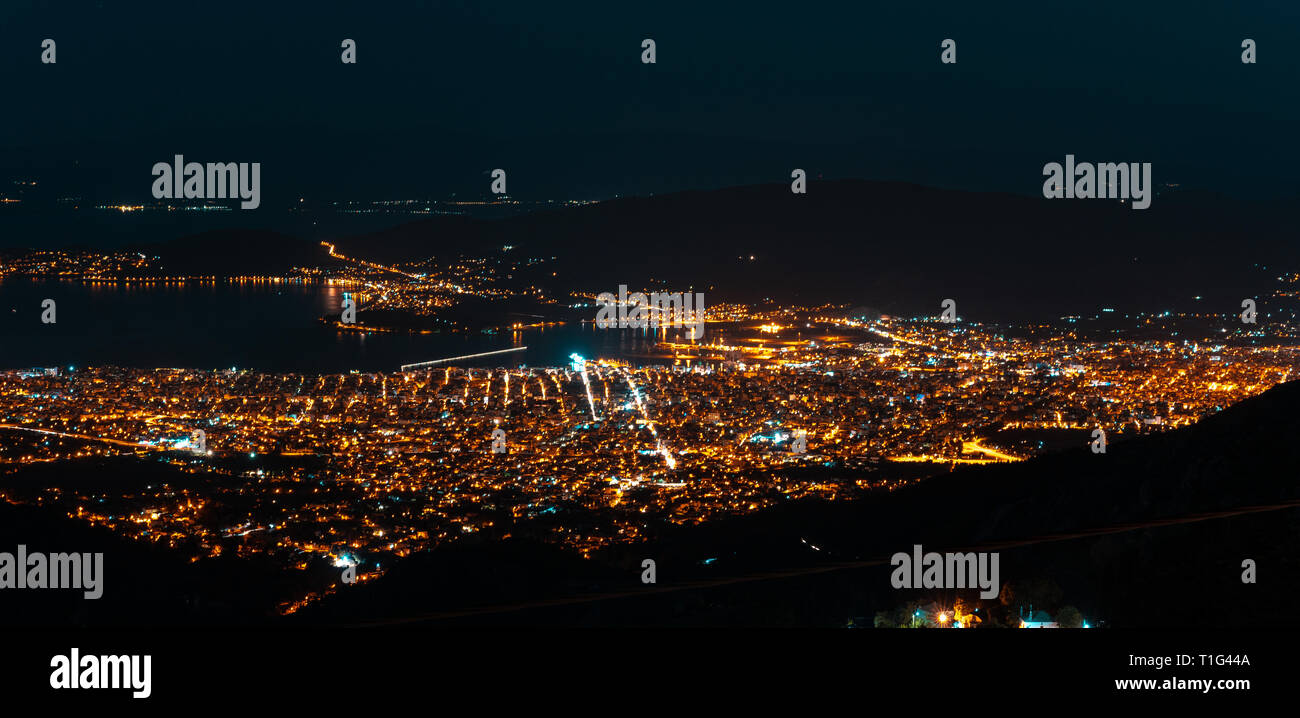 Night lights of the city from a bird's-eye view Stock Photo - Alamy