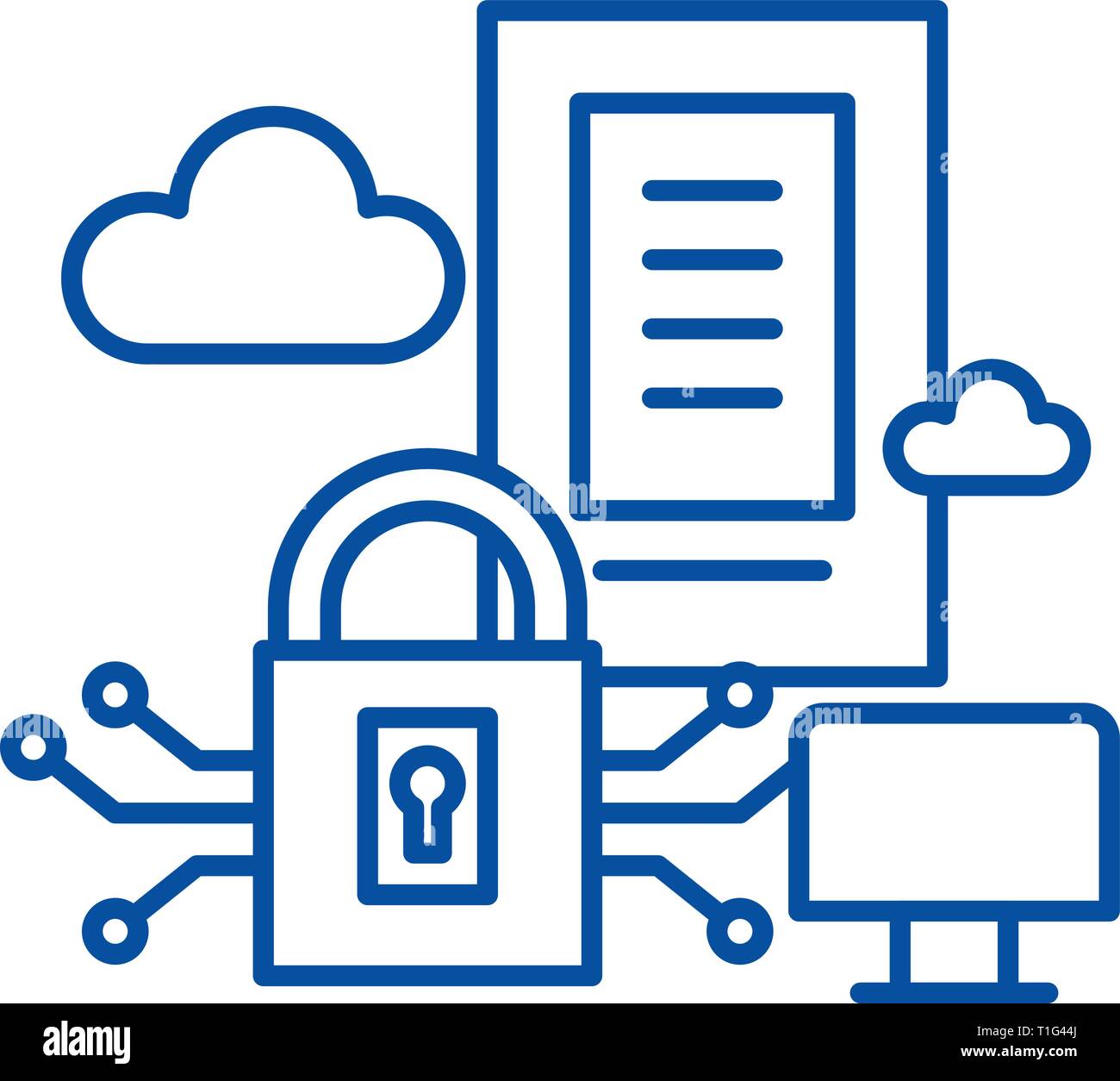 Business data security line icon concept. Business data security flat ...