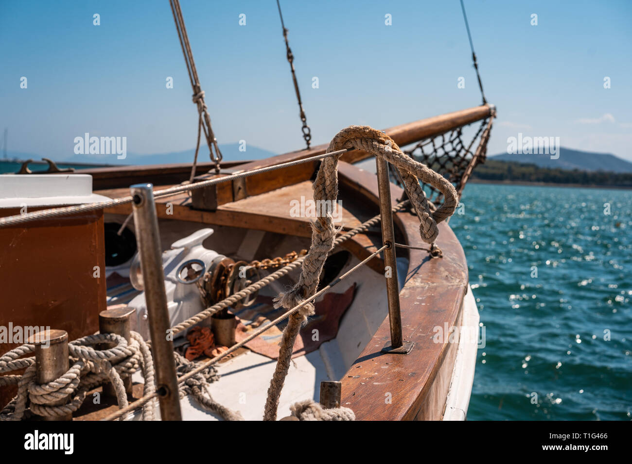 Photo of an old wooden boat, close view Stock Photo - Alamy