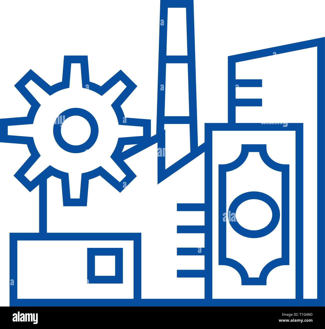 Business industry line icon concept. Business industry flat vector ...