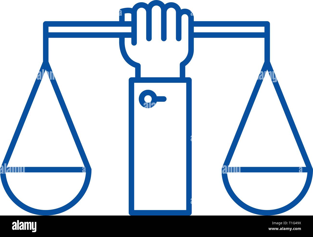 Business law balance line icon concept. Business law balance flat vector symbol, sign, outline ...