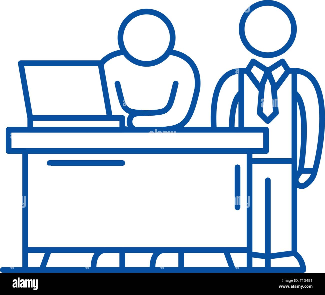 Business mentor line icon concept. Business mentor flat vector symbol ...