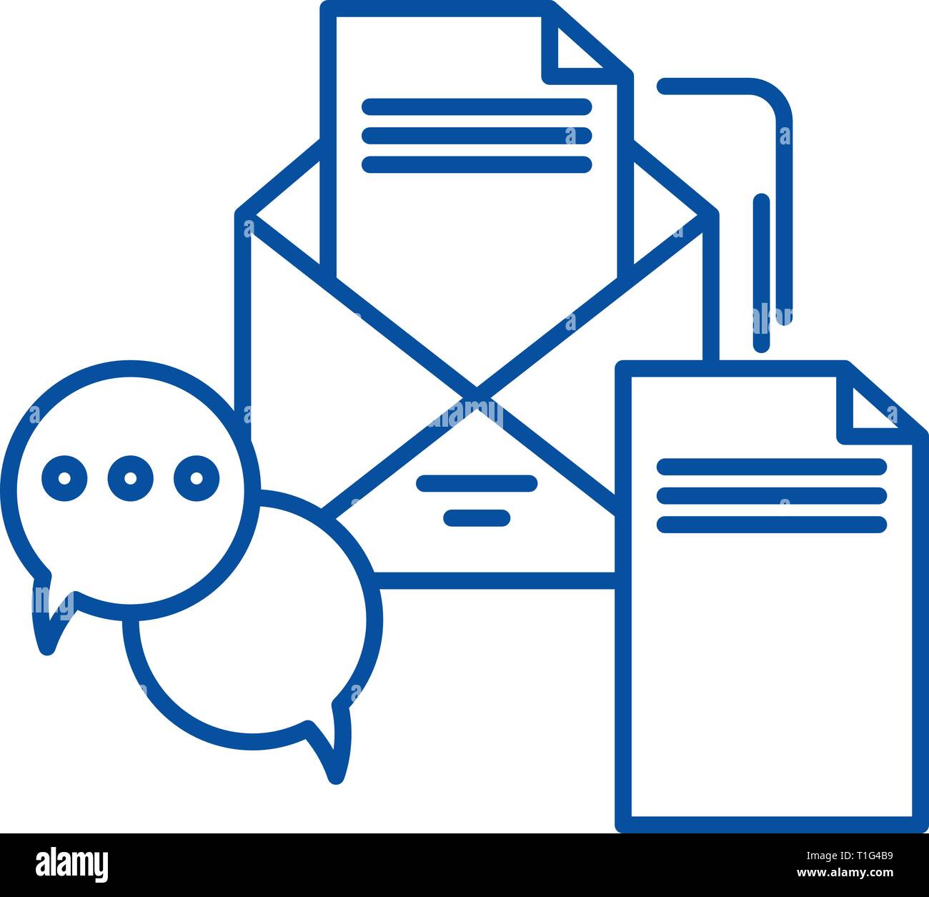 Business messages line icon concept. Business messages flat vector ...