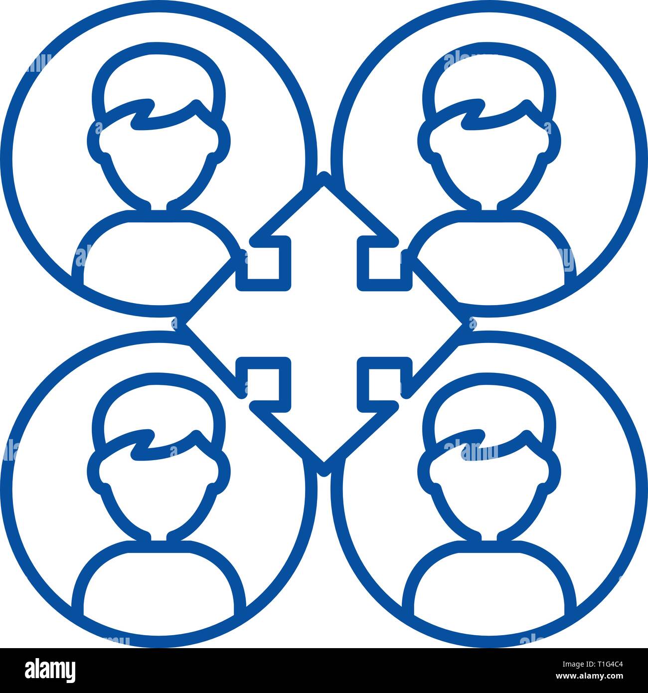 Business networking line icon concept. Business networking flat vector ...