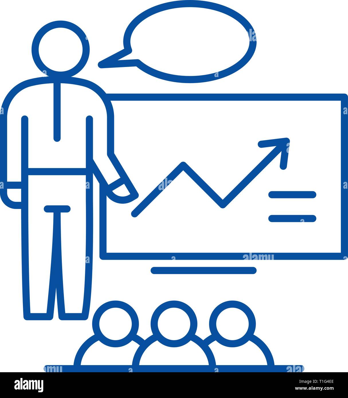 Business presentation line icon concept. Business presentation flat ...