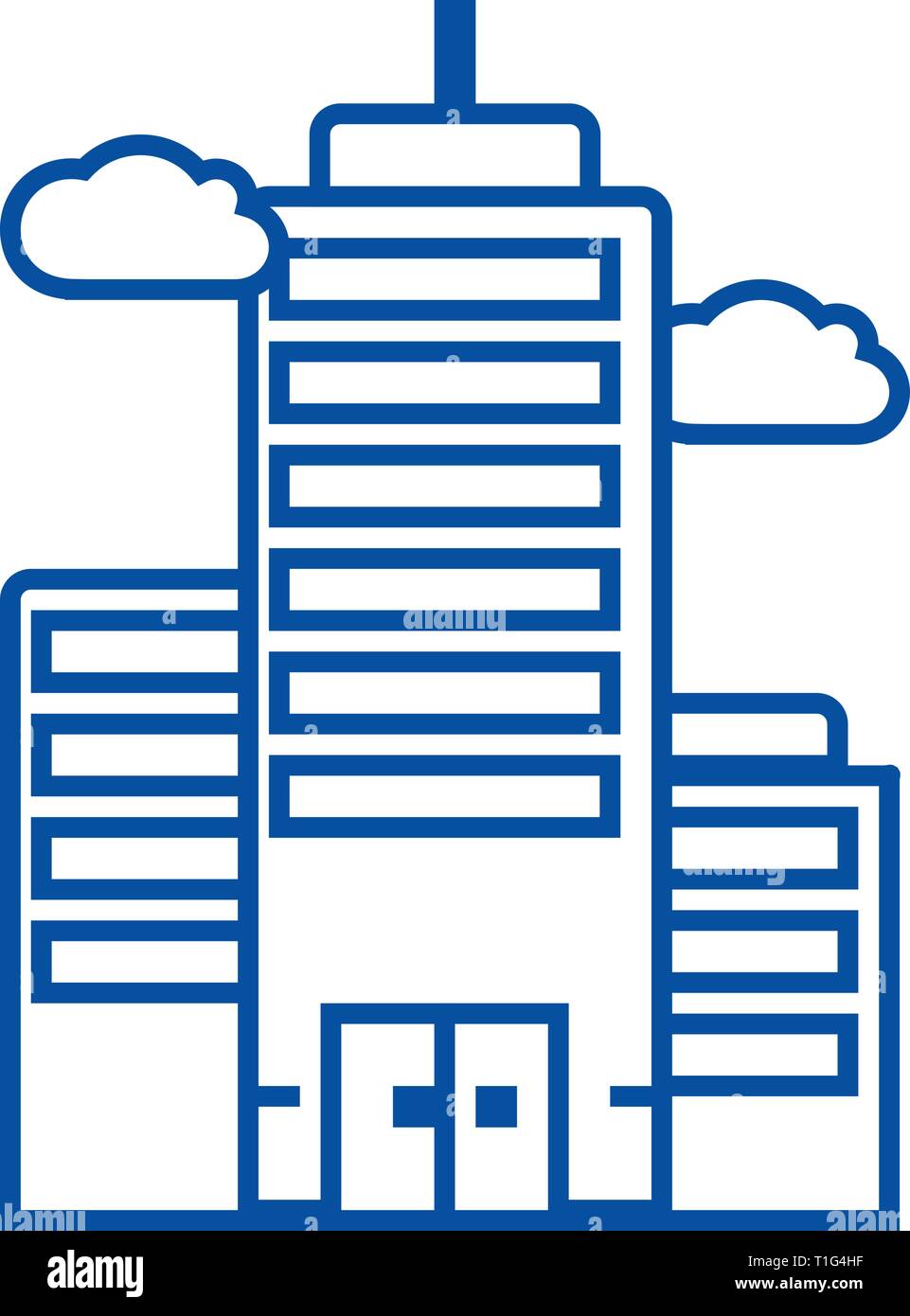 Business skyscrapper line icon concept. Business skyscrapper flat ...