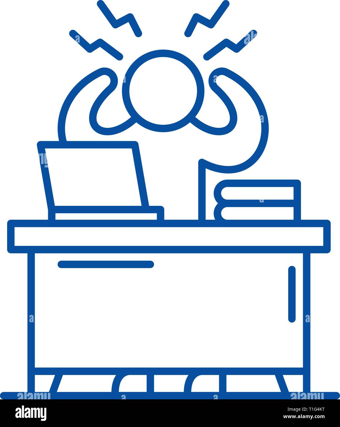 Business stress line icon concept. Business stress flat vector symbol ...