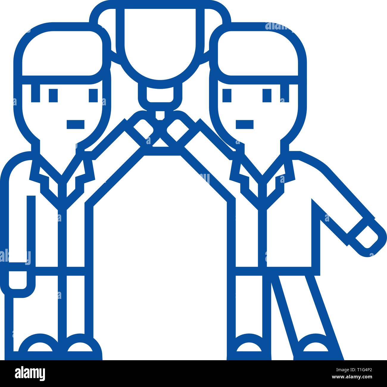 Business team, achievement goals,winners line icon concept. Business ...