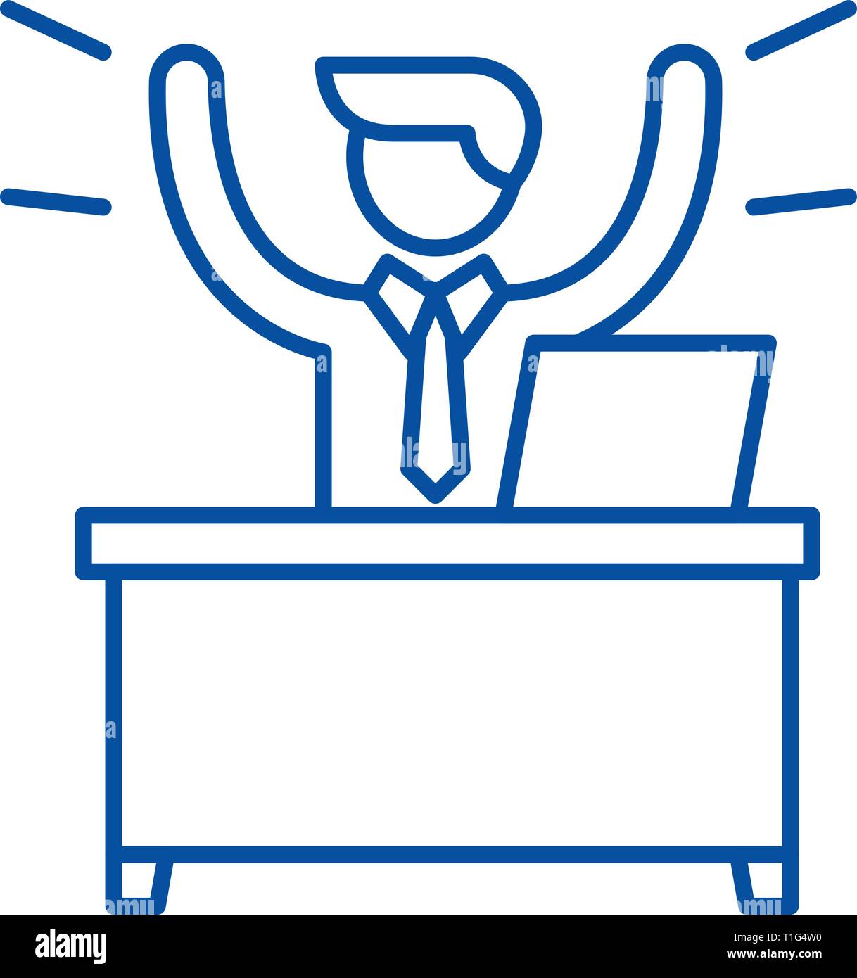 Business win line icon concept. Business win flat vector symbol, sign ...