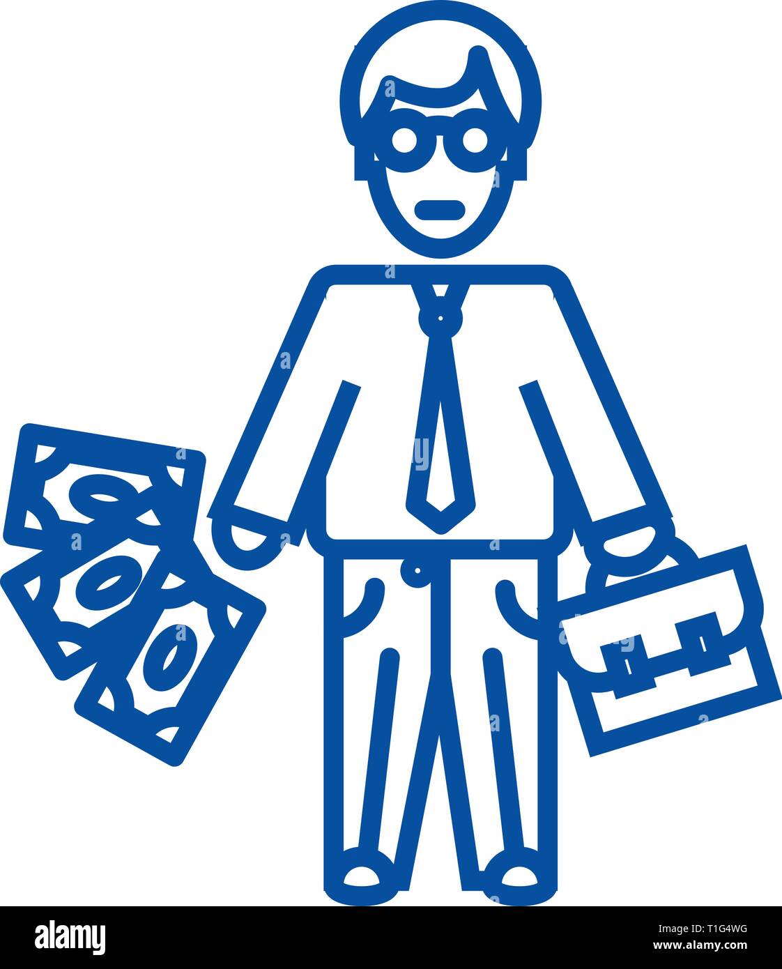 Businessman line icon concept. Businessman flat vector symbol, sign ...