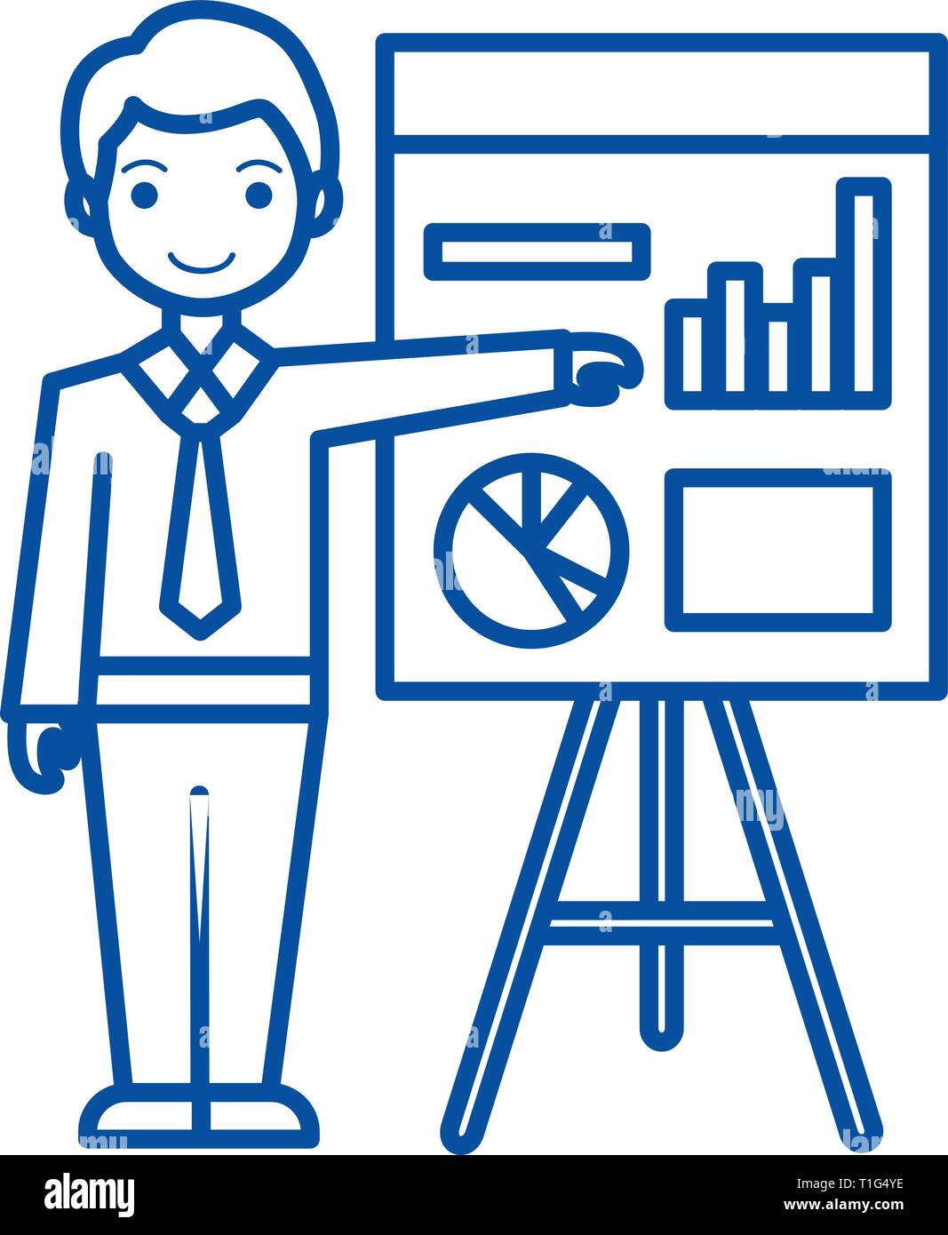 Businessman showing presentation board line icon concept. Businessman ... Businessman showing presentation board line icon concept. Businessman ...